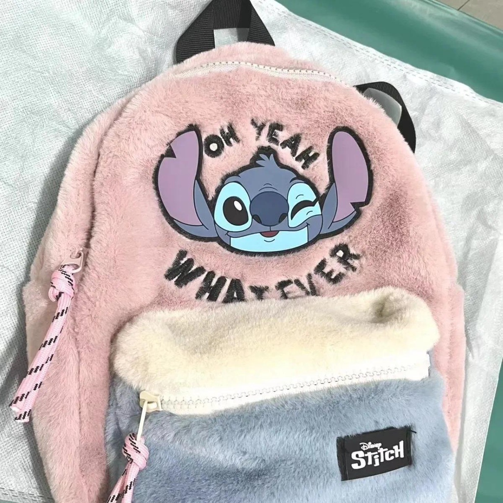 Disney Cartoon Stitch Plush Backpack Cute Anime Style School Bag ...