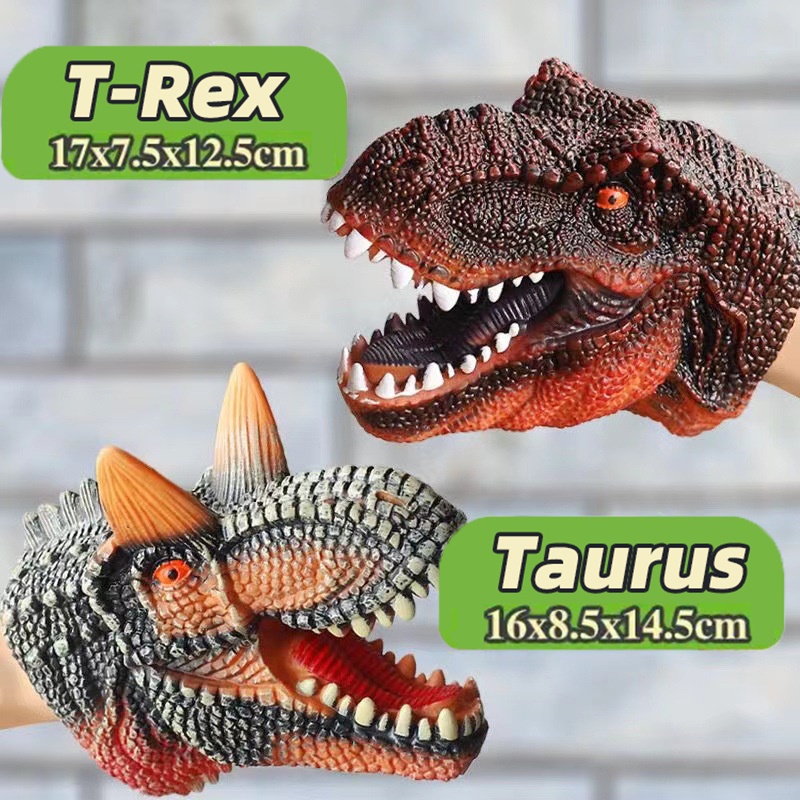 Soft Rubber Toy Shark Dinosaur T-rex Big Paw Model Animal Head Pretend ...