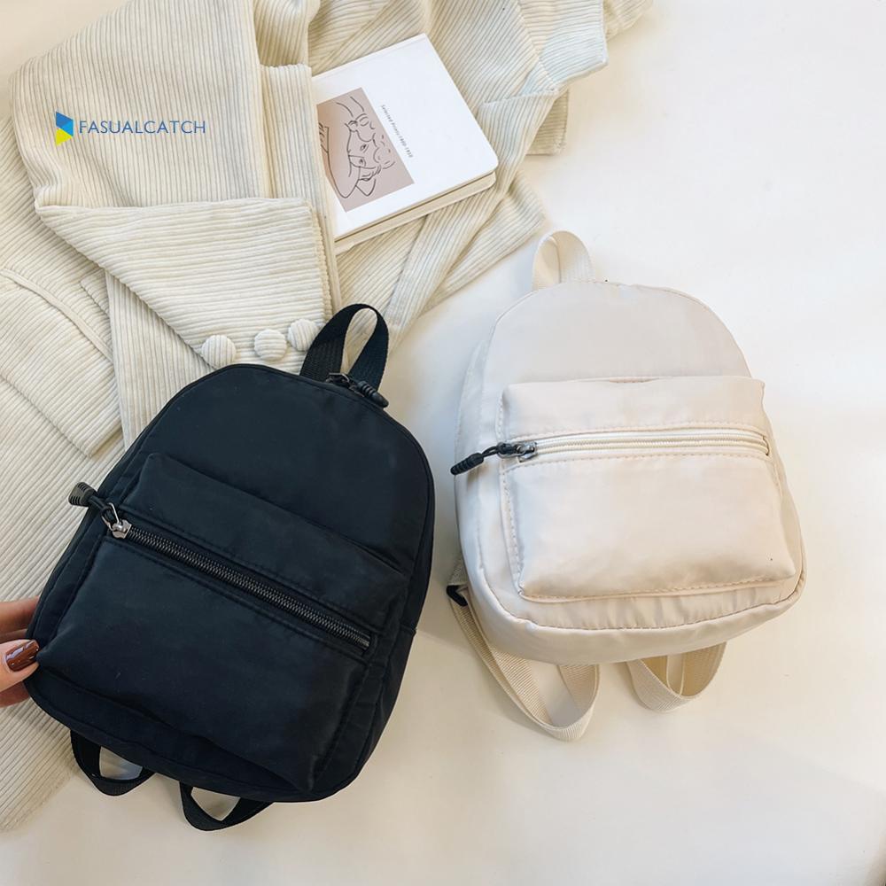 Fashion Women Solid Color Backpack Preppy Style School Nylon Mini ...