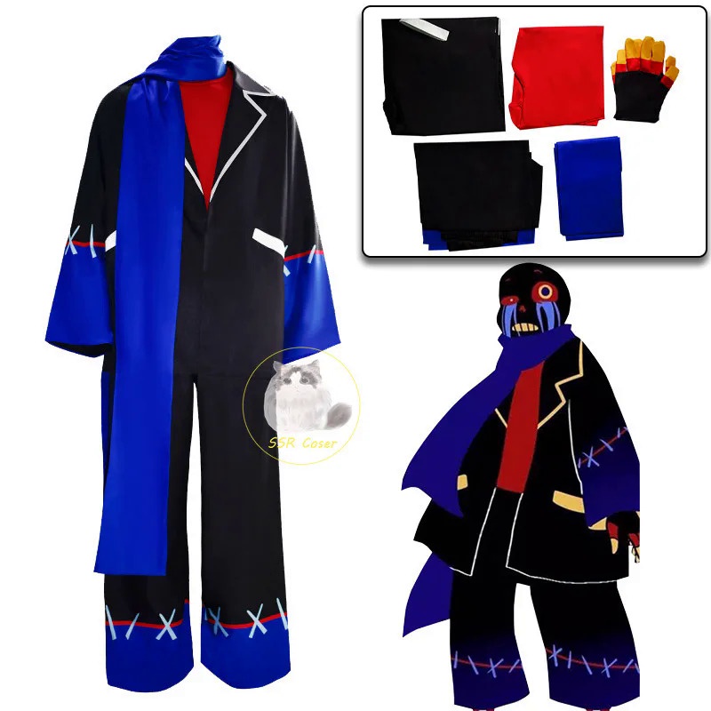 Anime Undertale Error Sans Cosplay Costume Adult Men's Game Set Scarf ...
