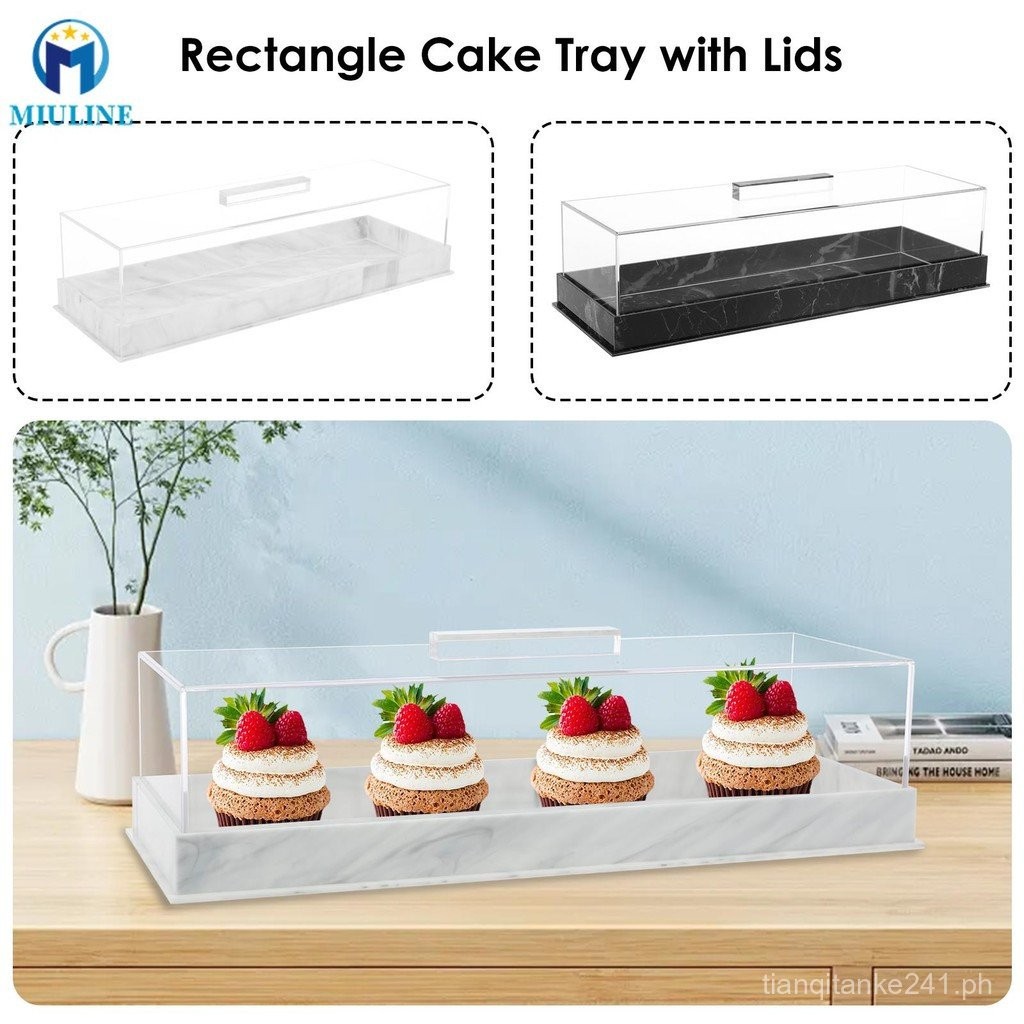 Rectangular Cake Tray with Lid Acrylic Rectangle Cake Stand Clear ...