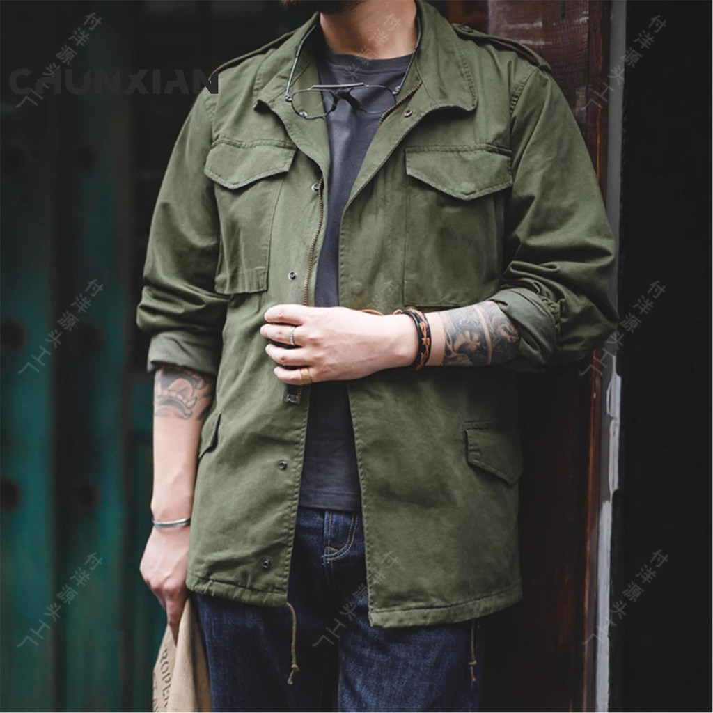 Maden Men's Military Retro M65 Field Jacket Classic Multi-Pocket ...