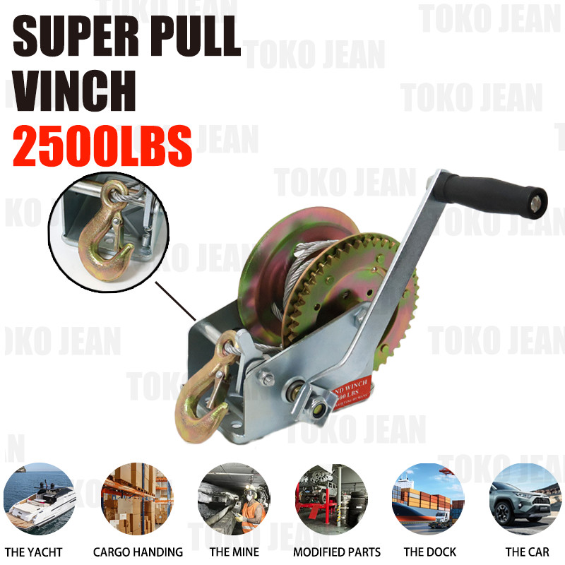 2500lbs Super pull Hand Winch Heavy Duty Portable Hand Hoist Two Way ...