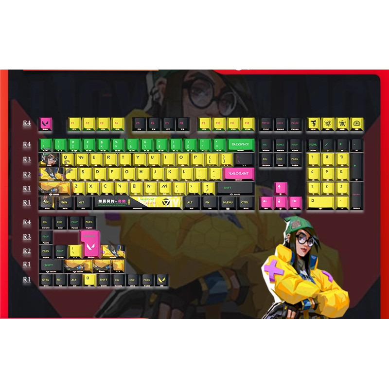 Gaming Theme Valorant Keycaps Side Print Backlit keycaps Cherry Profile ...