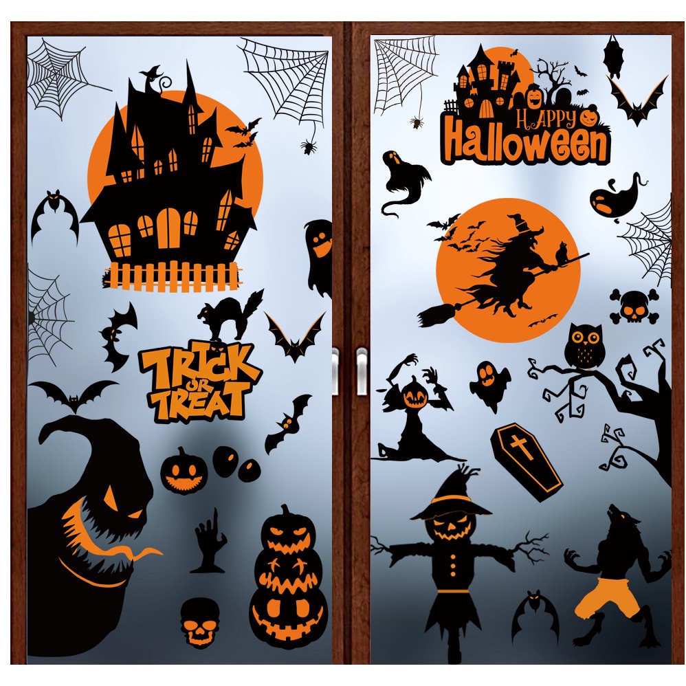 Horror Halloween Stickers Bat Ghost Pumpkin Haloween Decoration for ...