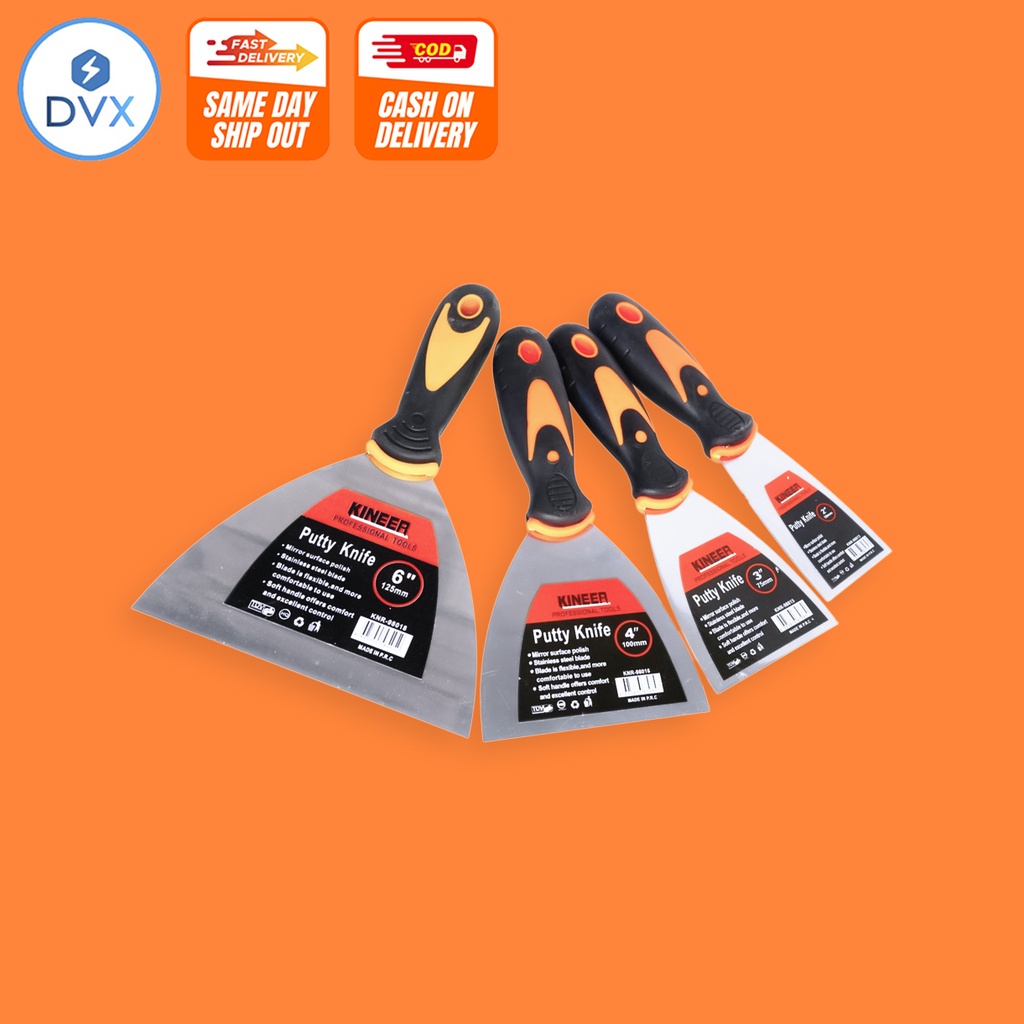 COD DVX Putty Knife Stainless Steel 2, 3, 4 and 5" Wall Tool Rubber ...