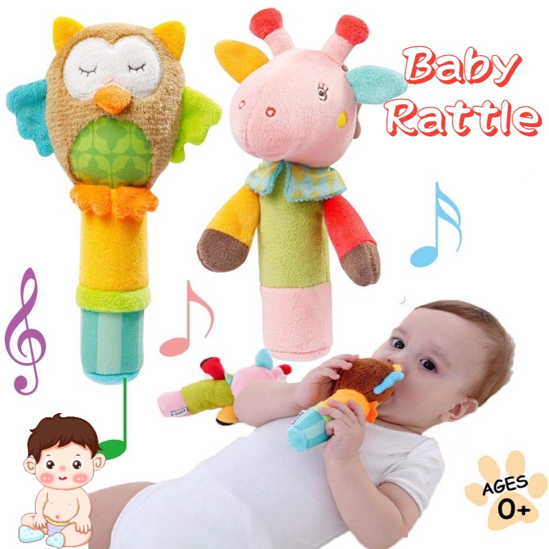 Baby Rattle Toy Animal Soft Squeeze Plush Rattle Hand Bell BB Sound ...