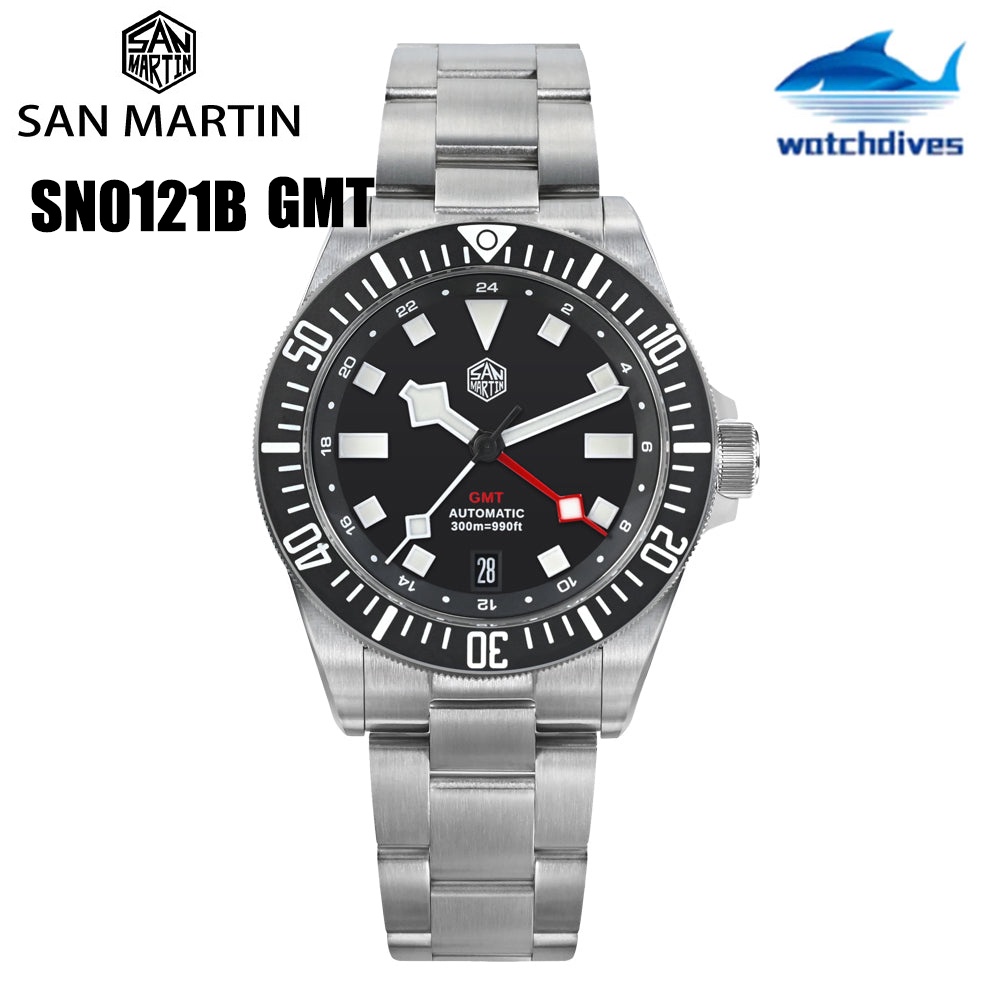 Watchdives x San Martin 39mm NH34 GMT Dive Watch SN0121B Automatic GMT ...