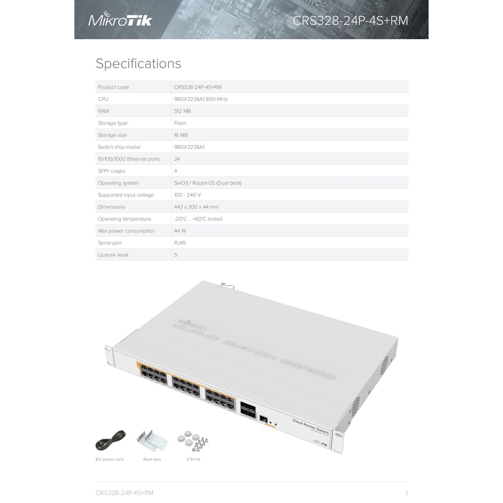 MikroTik CRS328-24P-4S+RM - 24-Port Gigabit Managed PoE Switch, 4 10G ...