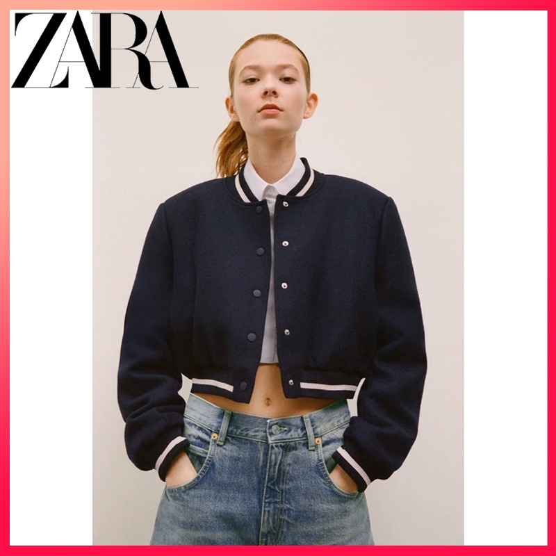ZARA New Women's College Style Contrast Color Loose Baseball Jacket ...