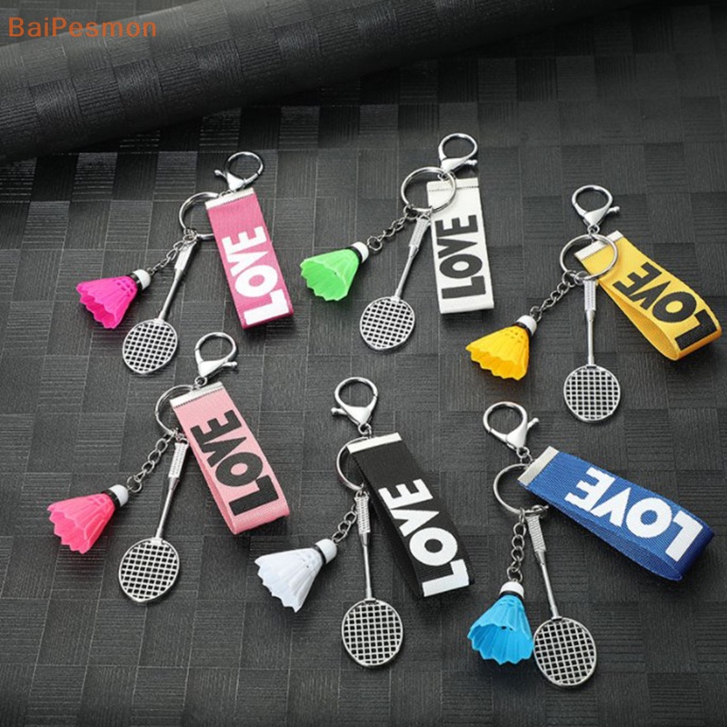 [BaiPesmon] Unique Keychain Mini Battledore Love Webbing Pendant ...