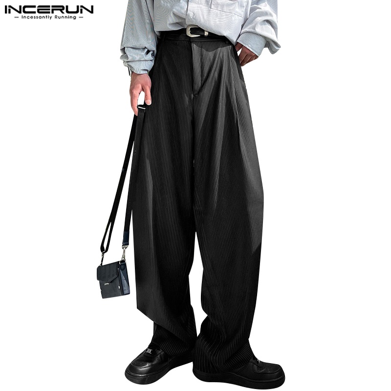 INCERUN men's striped patchwork design casual pants | Shopee Philippines