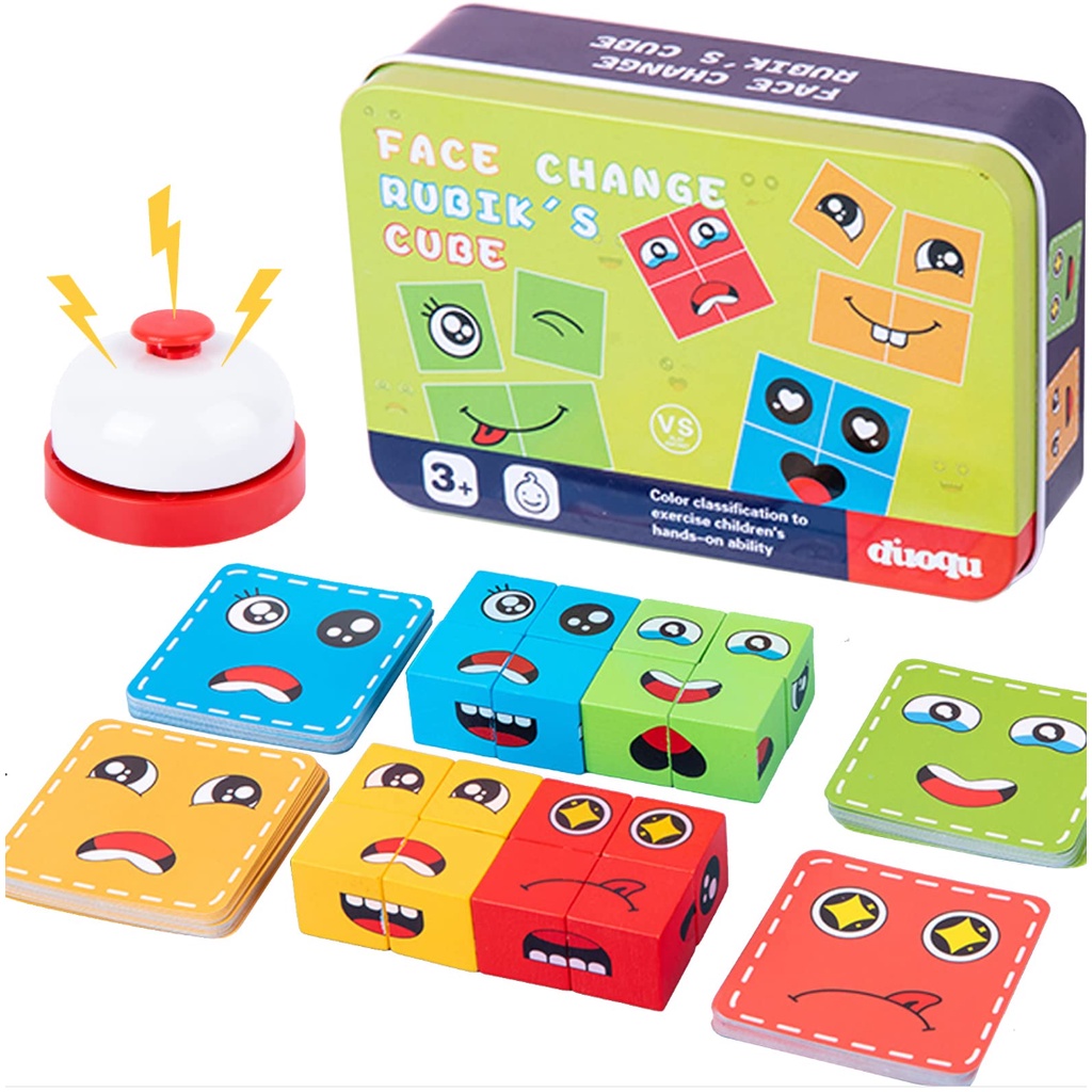 NEW 72pc Cards Wooden Face-Changing Educational Magic Cube Building ...