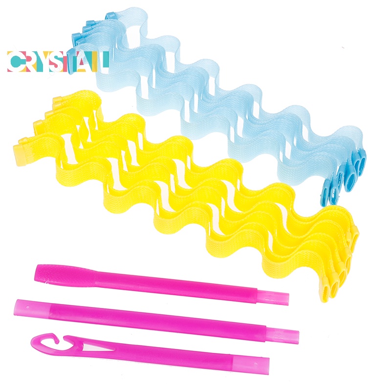 Crystal- 12Pcs Portable Magic Long Hair Curlers Curl Maker Rollers ...