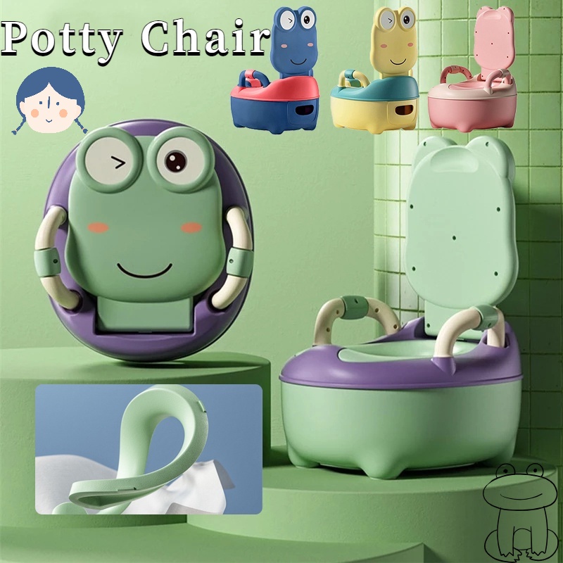Kids Potty Chair Foldable Removable Baby Toilet Trainer Cartoon Frog ...