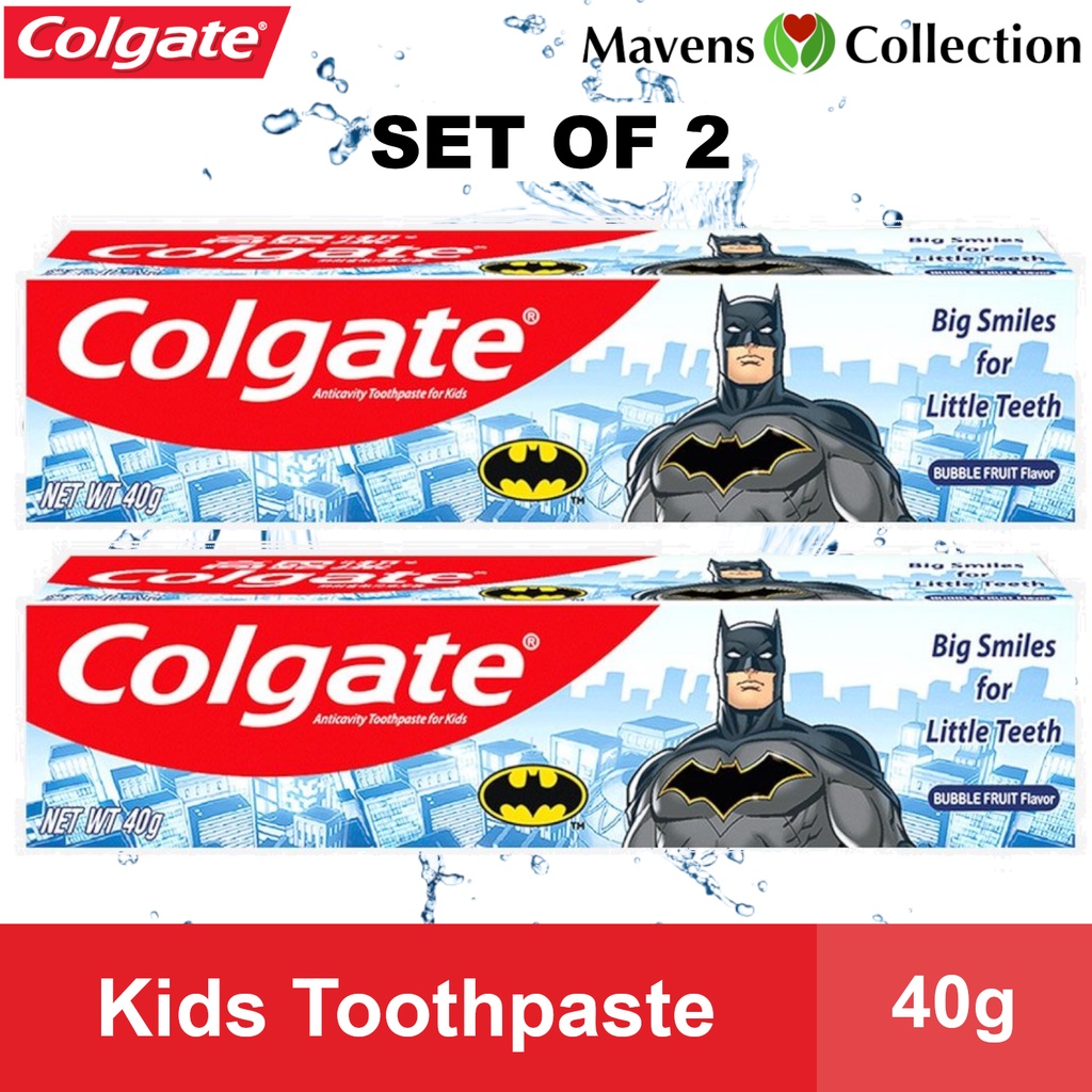 Colgate Kids Toothpaste Batman 40G Bubble Fruit Flavor (Set of 2) by MAVENS COLLECTION | Shopee ...