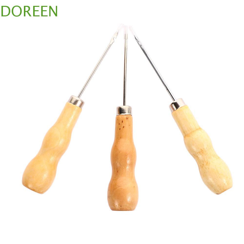 DOREEN Shoe Repair Needles DIY Wooden Handle Sewing Tool Punch Drill ...
