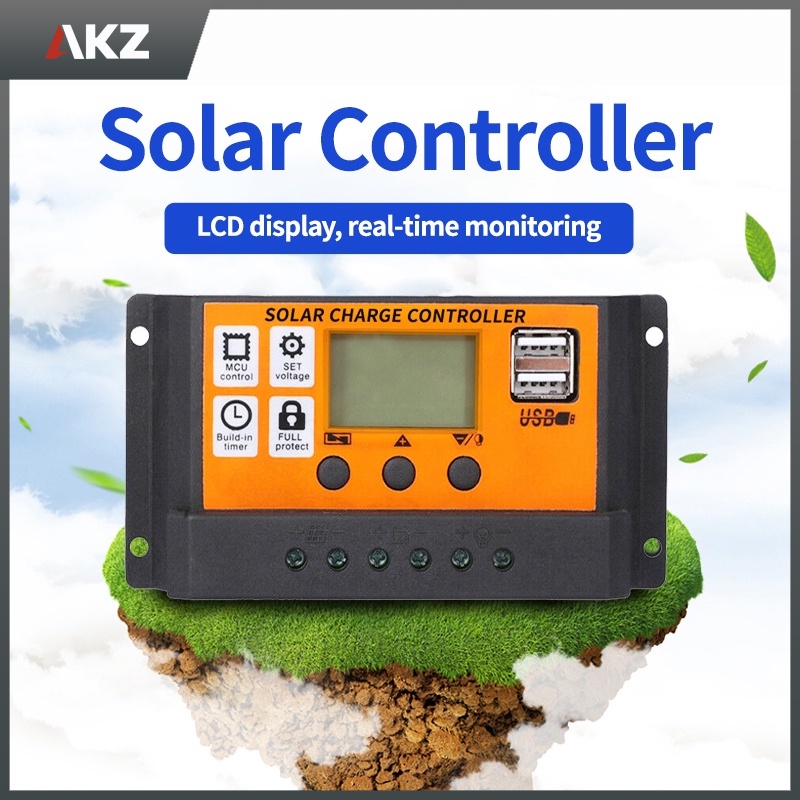 AKZ 30A 50A 60A Auto Solar Charge Controller Pwm LCD Auto Parameter Adjustable Home Battery ...