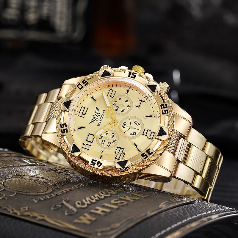 Three dial stainless steel watch for men, quartz watch, business ...