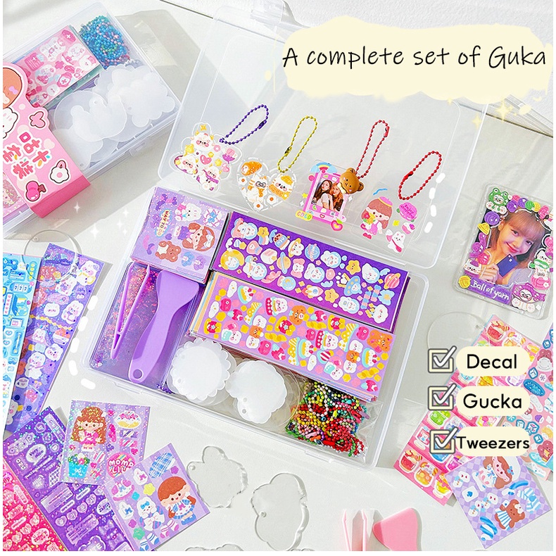 260 Pcs Boxed Lovely Cartoon Shiny Stickers Quicksand Cards Set Student ...