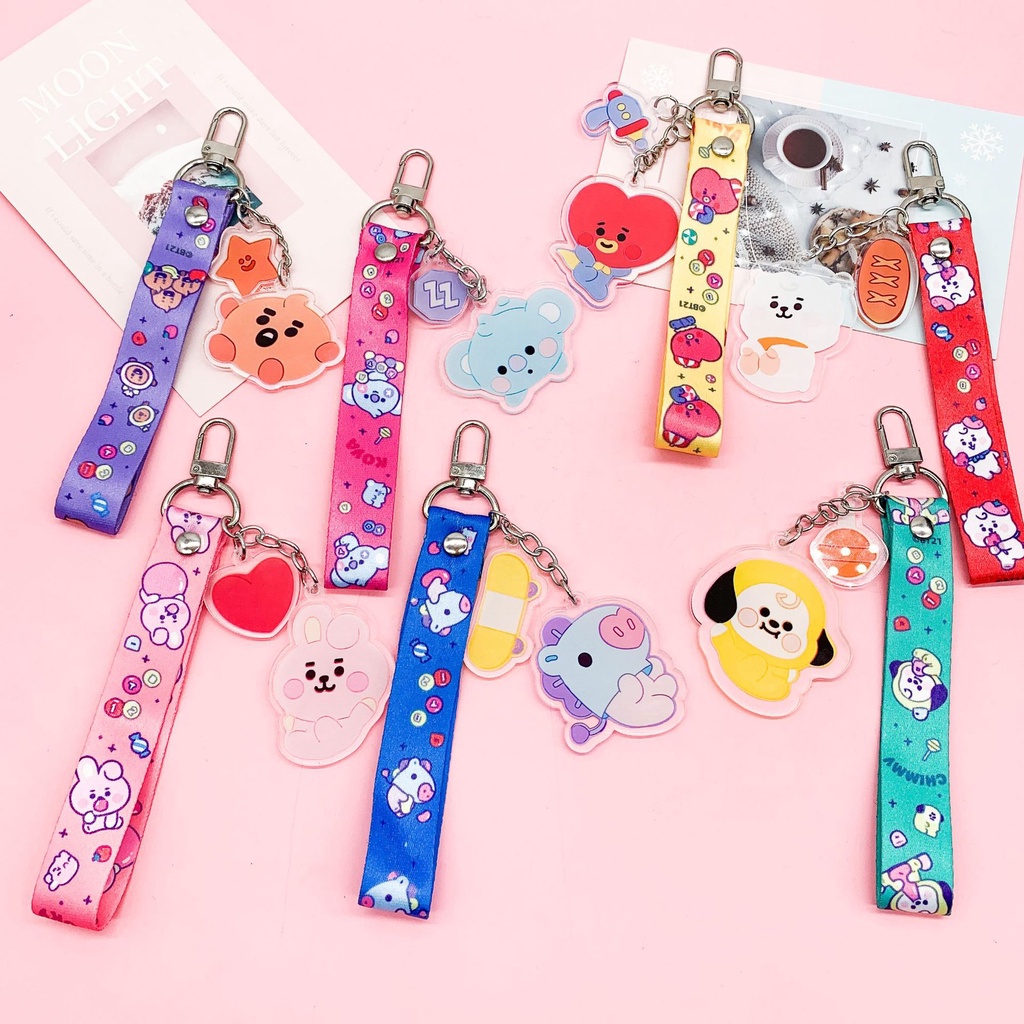 BTS BT21 Keychain Wristband Pendant Accessory Decoration Cartoon Cute ...