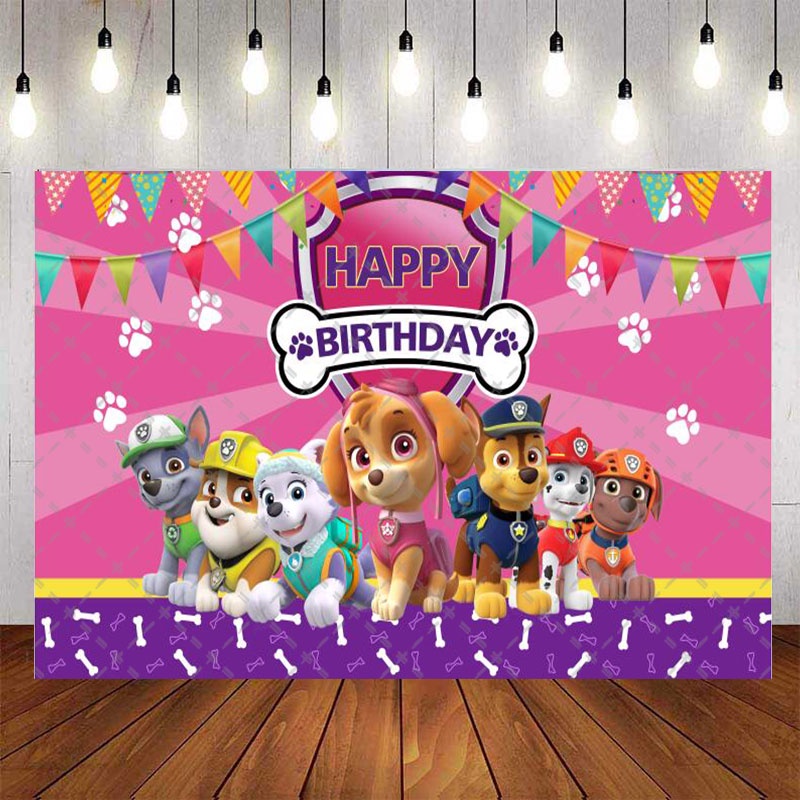 Paw Patrol Girls Birthday Backdrop For Photography Baby Shower Kids ...