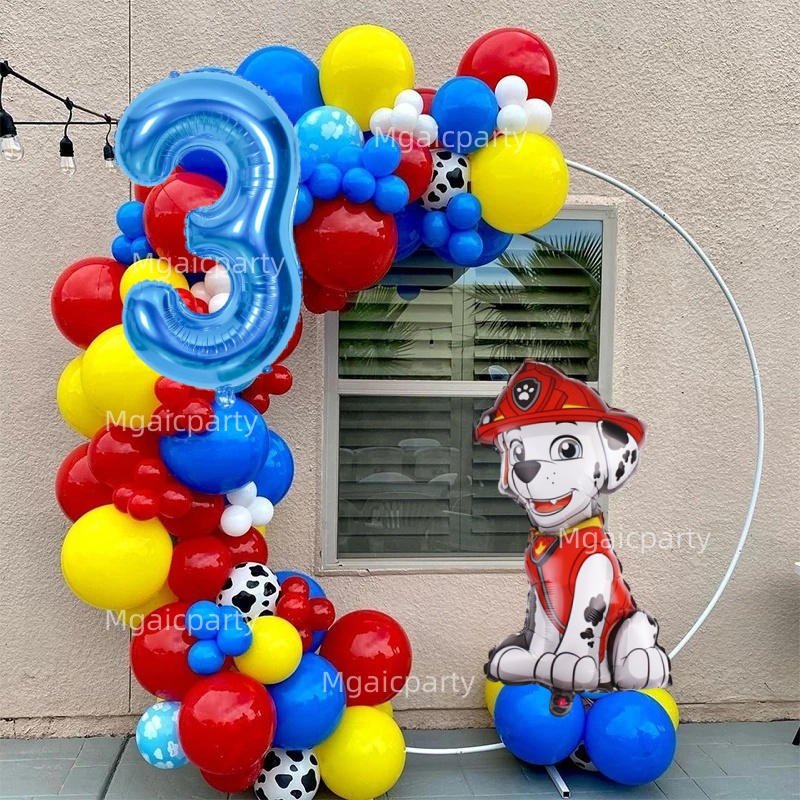 Paw Patrol Balloons Marshall Blue 32inch 1-9 Years Old Number Foil Balloons Birthday Decoration ...