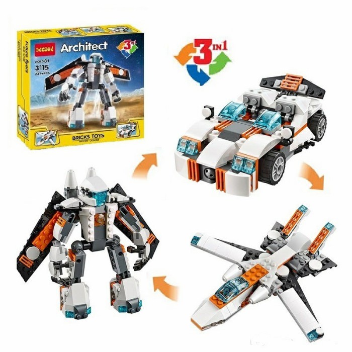 Brick Lego Architect 3in1 Airplane Robot Car Sedan DECOOL 3115 | Shopee Philippines