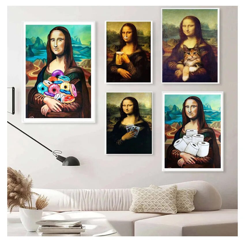 Art Funny HD Movie Mona Lisa Toilet Paper Bath Towel Mural Poster ...