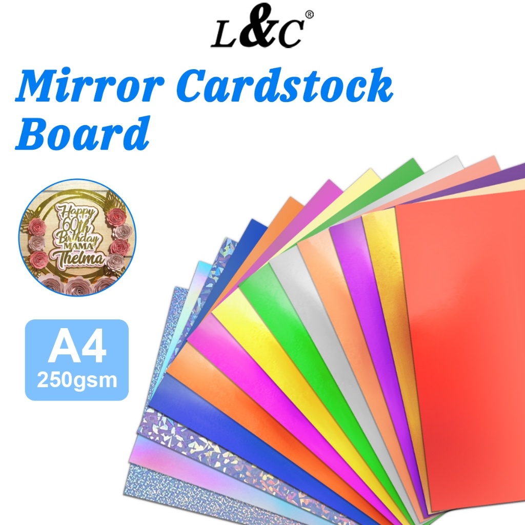 L&C 10pcs 250gsm Glitter and Shiny Metallic Mirror Cardstock Board DIY ...