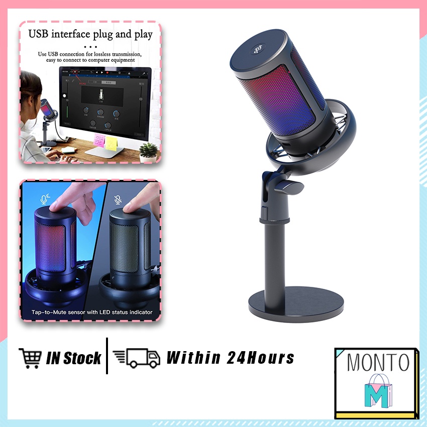 ME6S RGB USB Microphone Professional Gaming Recording Noise Reduction ...