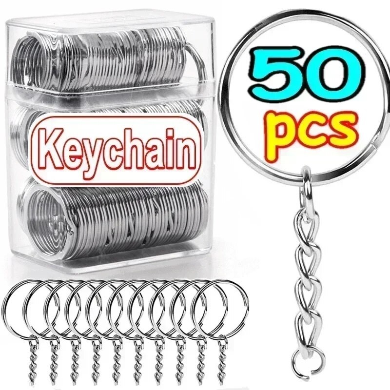 50-300Pcs Metal Keychains with Split Rings / DIY Split Ring Keyfob ...