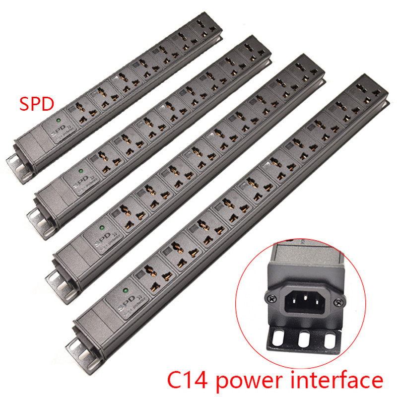 Server Rack PDU power distribution unit C14 power input 2-12 ways universal extension socket LED ...