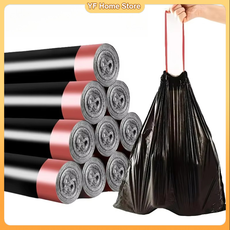 50pcs Black Drawstring Garbage Bags Household Disposable Plastic ...