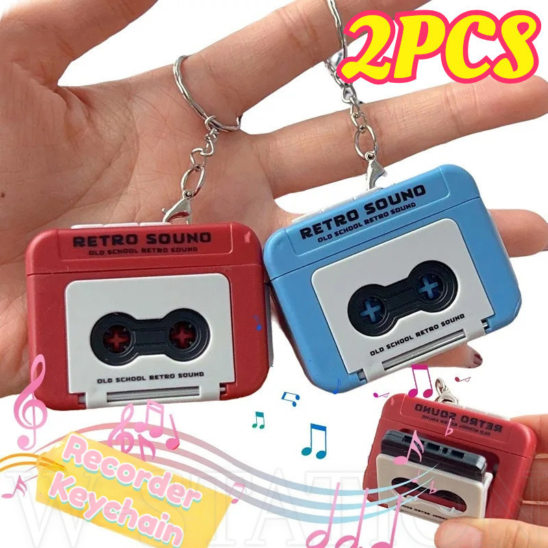1-2pcs Tape Recorder Keychain - Music Box Toy - Mini, Recordable ...