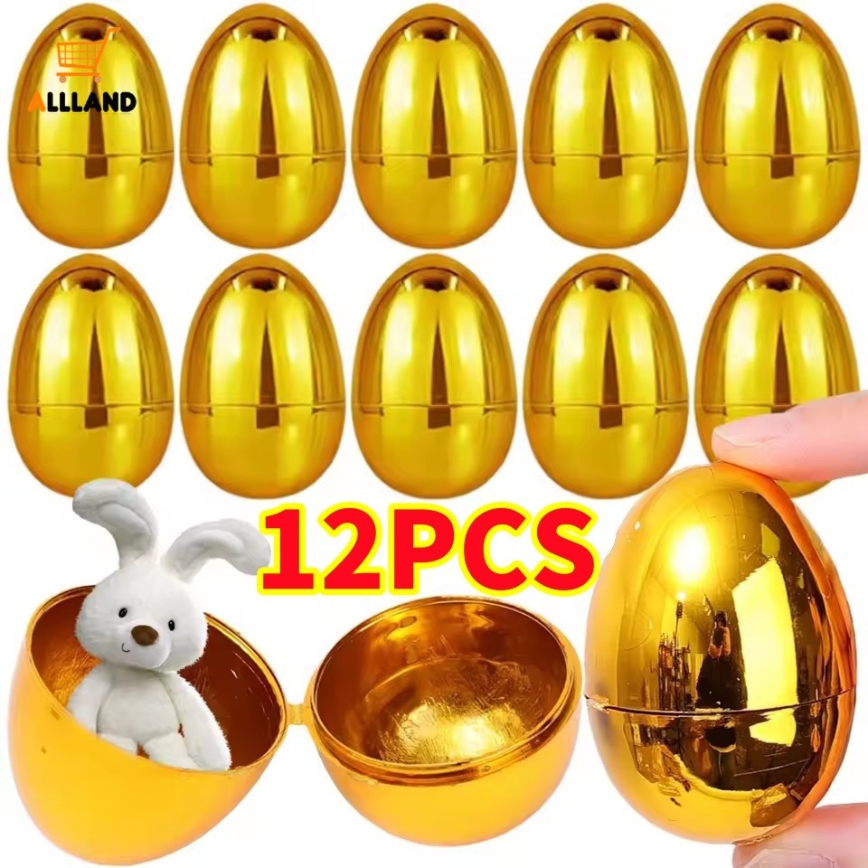 DIY Creative Fillable Hollow Golden Plastic Easter Egg Props - Holiday ...