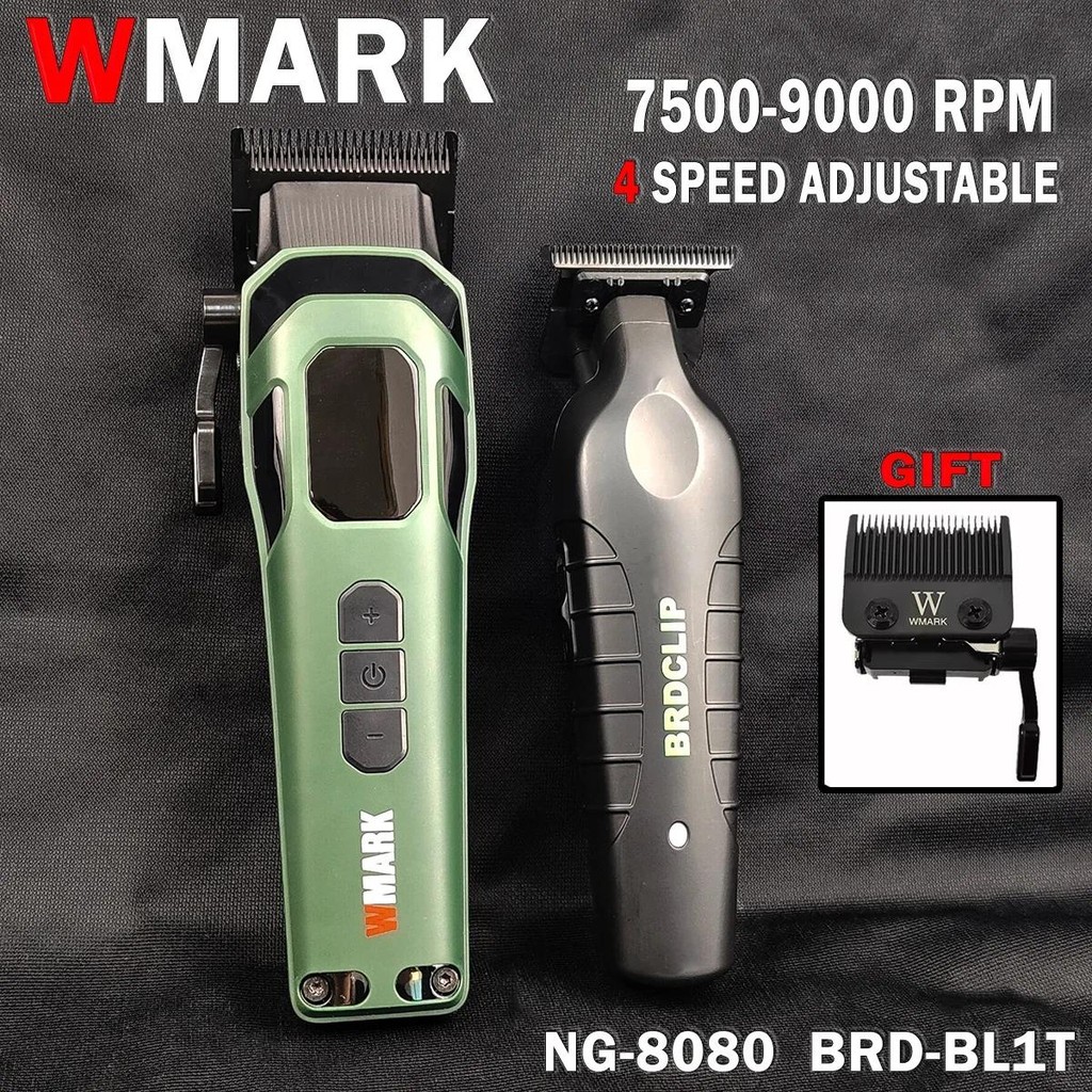 WMARK NG-8080 BK-BL1T Professional Hair Clipper Trimmer 9000/7800RPM ...