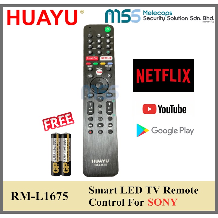HUAYU LED UHD Smart TV Remote Control YoutubeNetflixplay Replacement For Sony (RM-L1675 ...