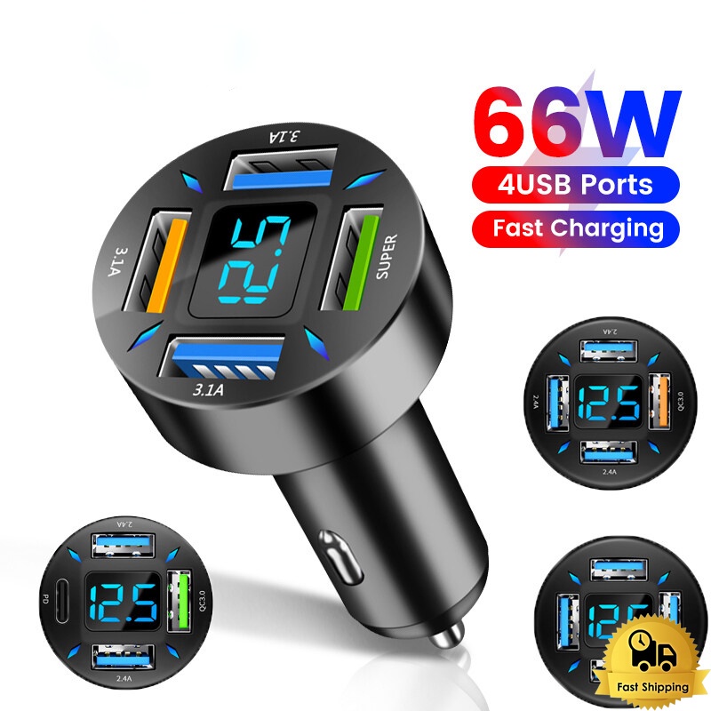 4 Ports Usb Car Charge PD Adoptor In Car Fast Charging Mobile Phone ...