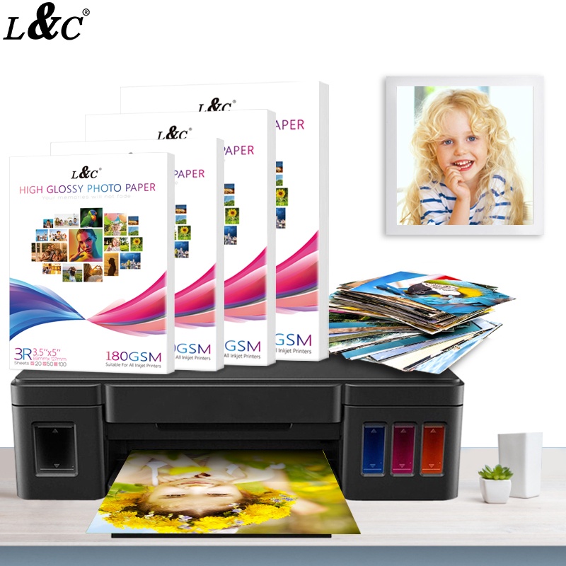 L&C Photo Paper 3R 4R 5R Size 20 sheets 50 Sheets Pack 180gsm 230gsm ...