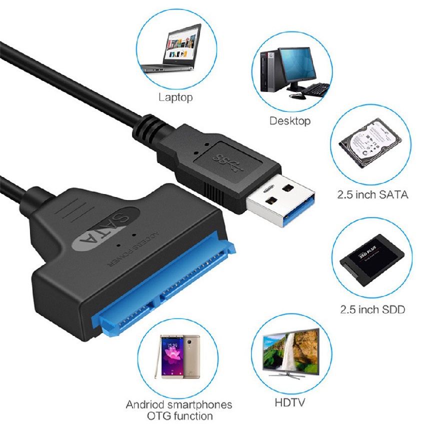 SATA 3 Cable Sata to USB Adapter 6Gbps for 2.5 Inches External SSD HDD ...
