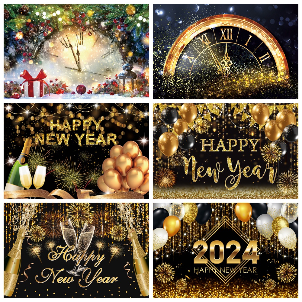 Christmas New Year Backdrop for Photography 2024 Balloons Fireworks ...