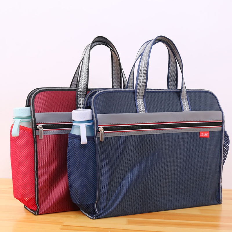 File Bag Canvas Waterproof Zipper Bag Multi-Layer A4 Portable Student ...