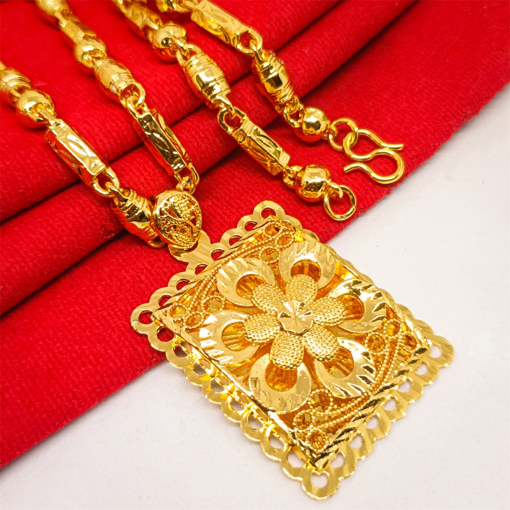 Necklace Set Pendant (Length 50cm) 24k Gold Plated Rectangle Hong Kong ...