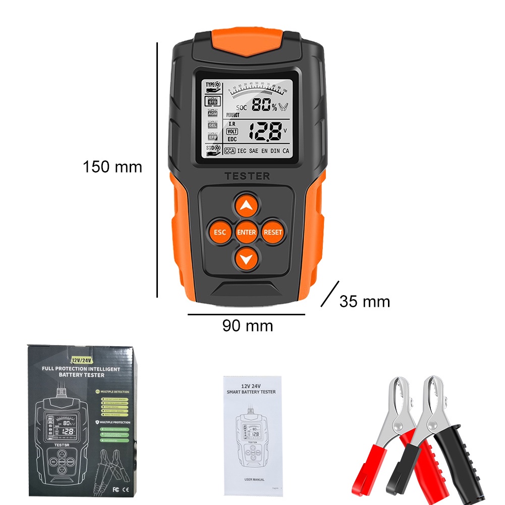 12V/24V Car Battery Load Tester LCD Digital Display Analyzer Car ...