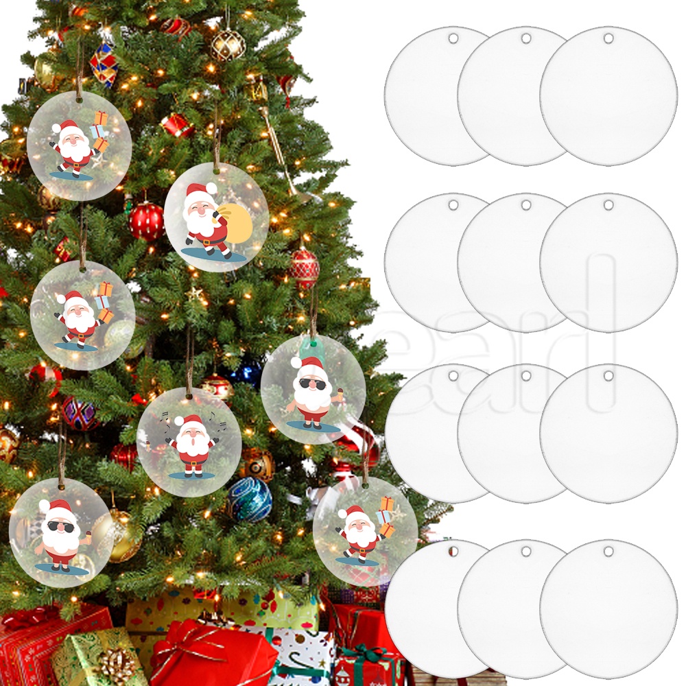 5Pcs Xmas Hangable Transparent Acrylic Blanks Disc with Hole ...