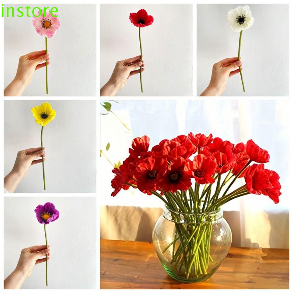 INSTORE Artificial Poppies Flowers, Handmade Realistic PU Poppies ...
