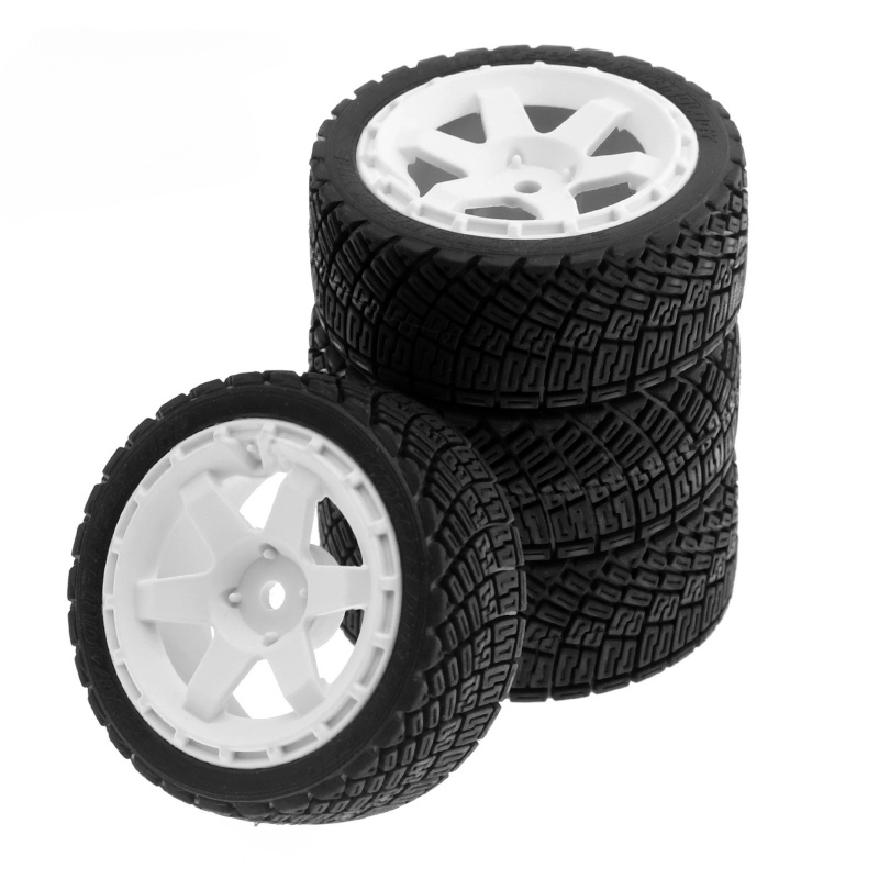 1/10 RC Rally Racing Wheels Tires On Road Car Rubber Tyres 12mm Hex for ...
