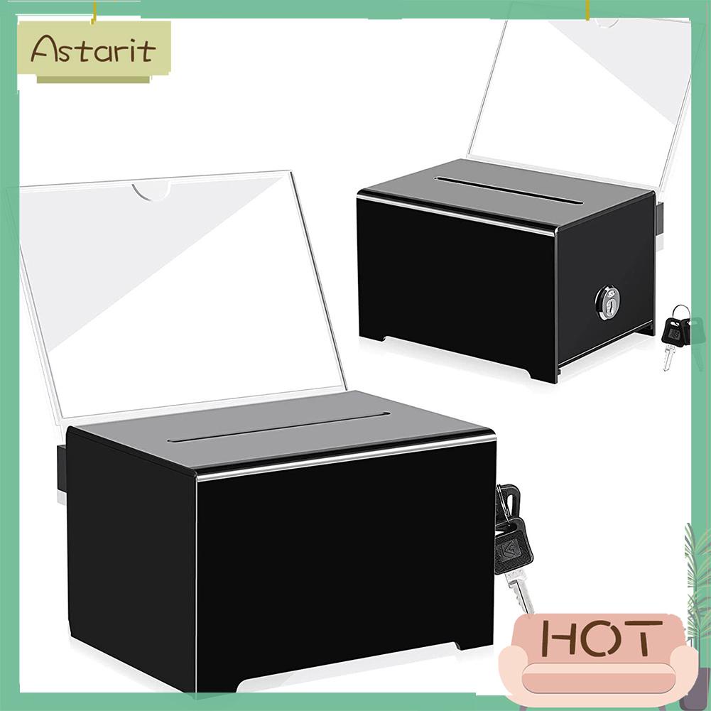 Acrylic Donation Box with Lock and Sign Holder Ballot Suggestion Box ...