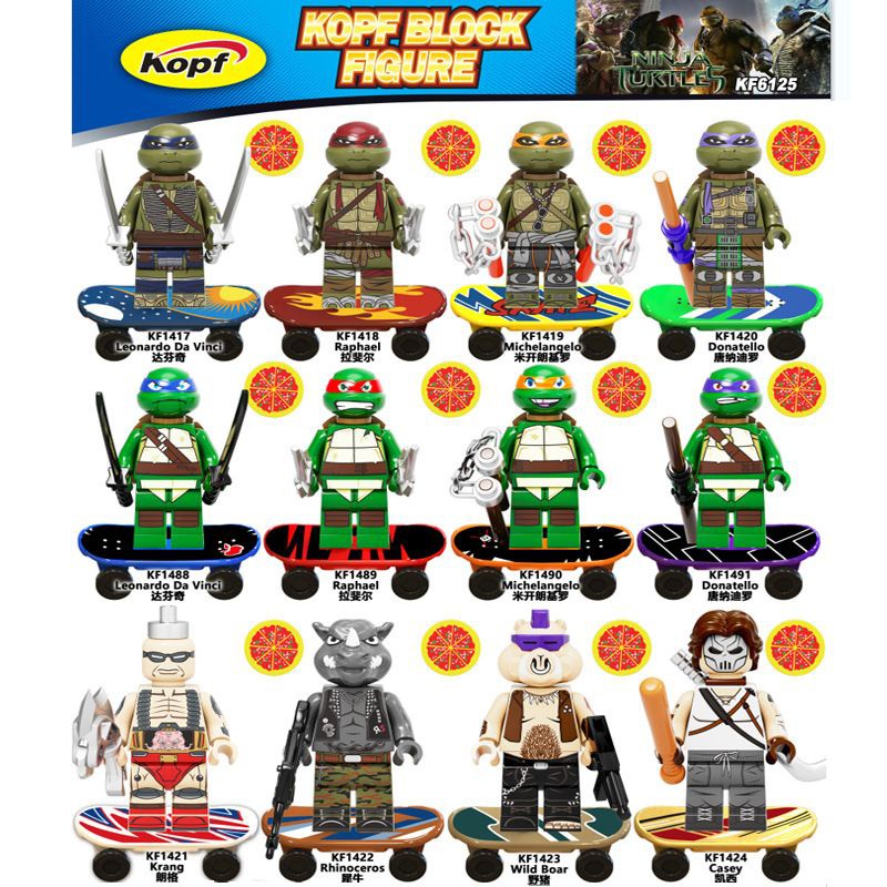 Minifigures Ninja Turtles Da Vinci Cathy Wild Boar Rhino Assembled ...